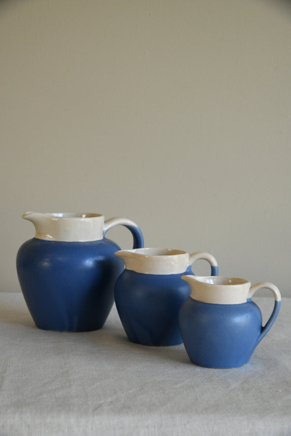 3 Vintage Devonware Graduated Blue Jugs – Kernow Furniture