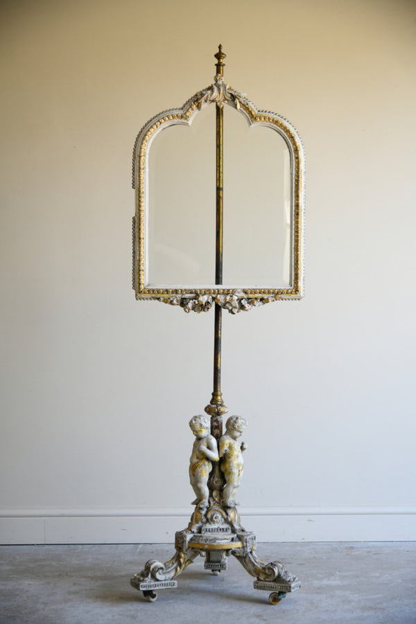 Decorative Continental Painted & Gilt Pole Screen – Kernow Furniture