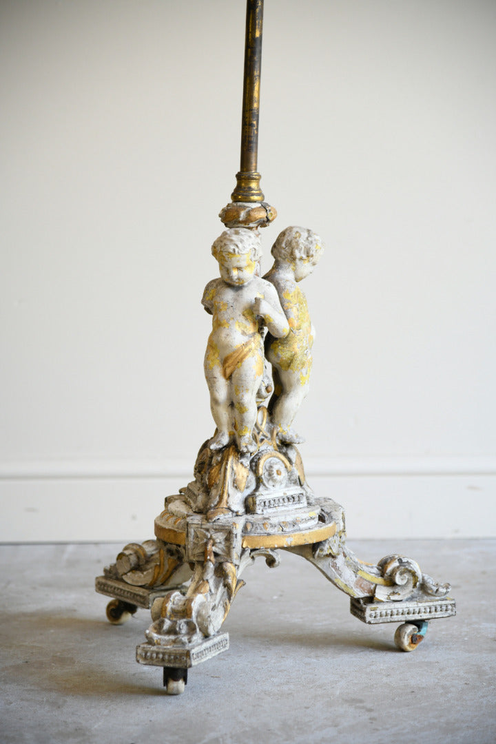 Decorative Continental Painted & Gilt Pole Screen – Kernow Furniture