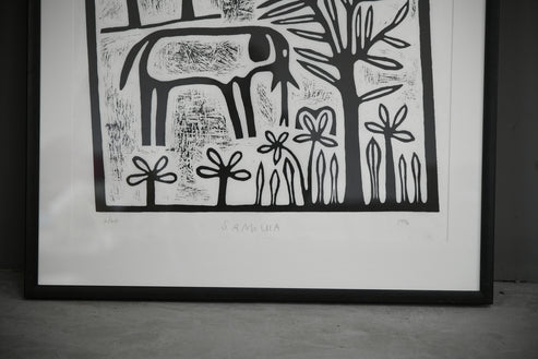 African Linocut Print - Samcuia – Kernow Furniture