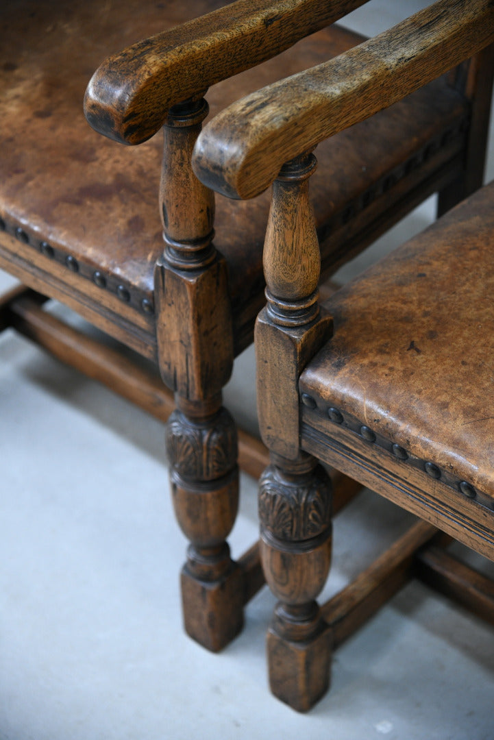 Pair 17th Century Style Oak Carver Chairs – Kernow Furniture