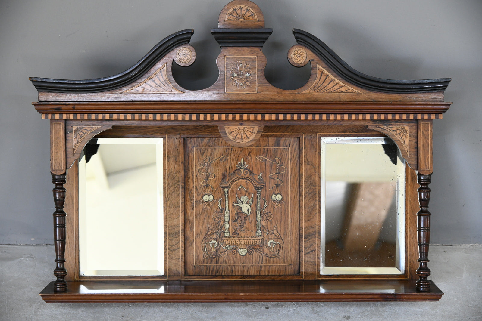 Victorian Inlaid Rosewood Overmantle Mirror Shelf – Kernow Furniture