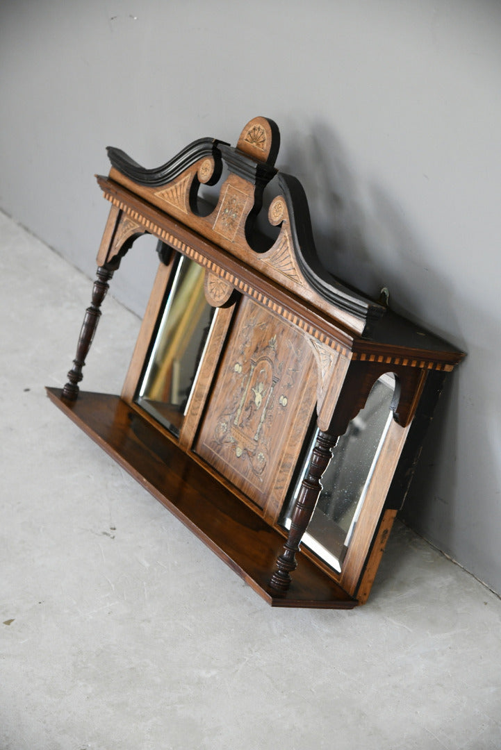 Victorian Inlaid Rosewood Overmantle Mirror Shelf – Kernow Furniture