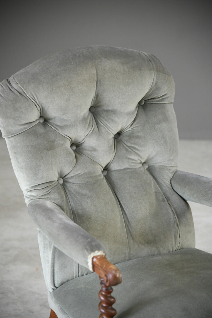 Victorian Walnut Button Back Upholstered Easy Chair – Kernow Furniture