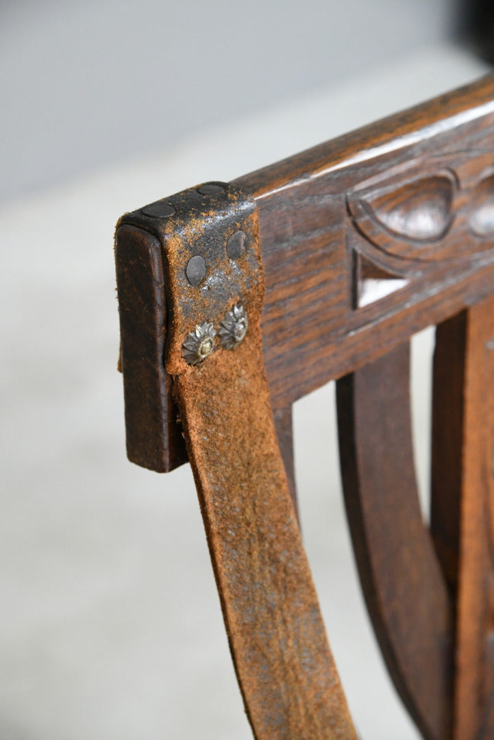 6 Arts & Crafts Carved Oak Chairs – Kernow Furniture
