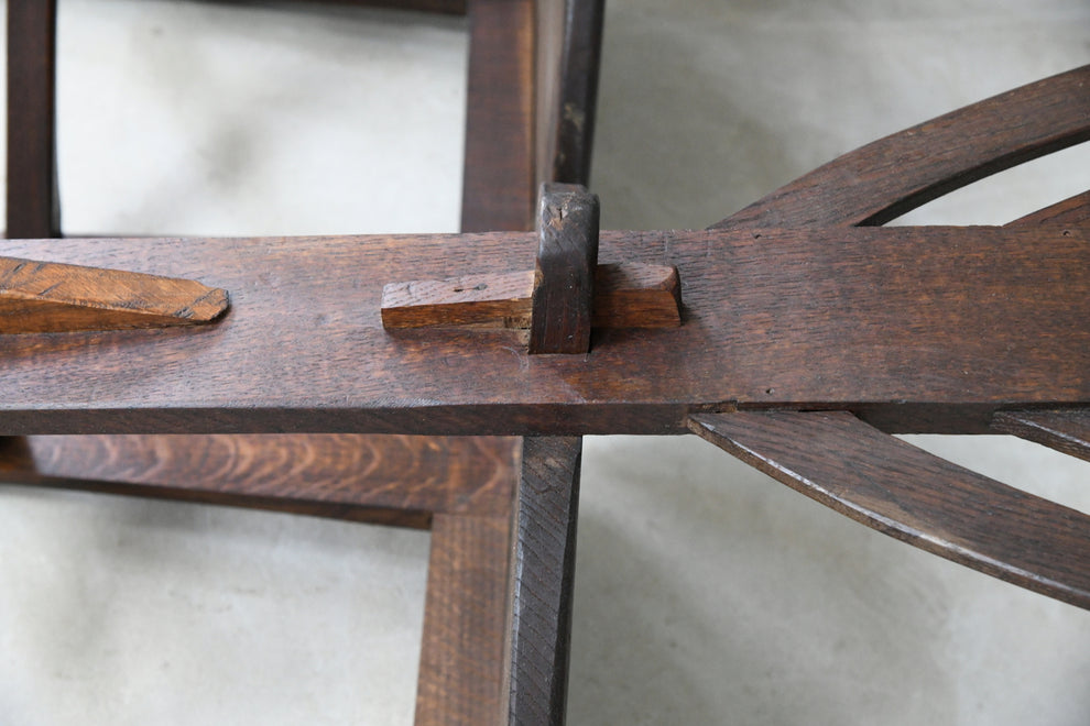 6 Arts & Crafts Carved Oak Chairs – Kernow Furniture