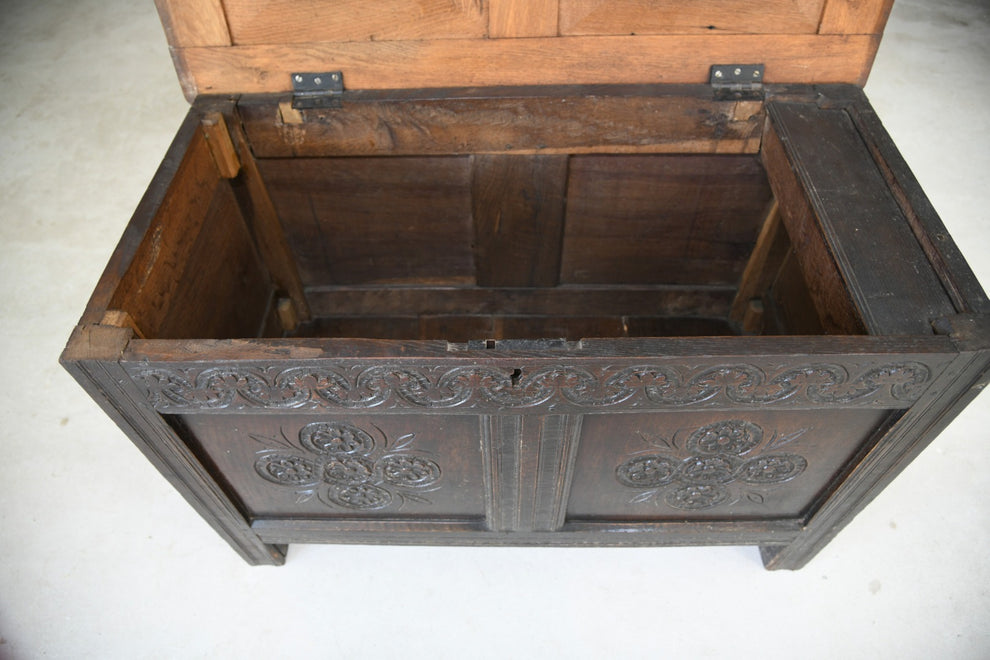 Antique Oak Carved Coffer – Kernow Furniture