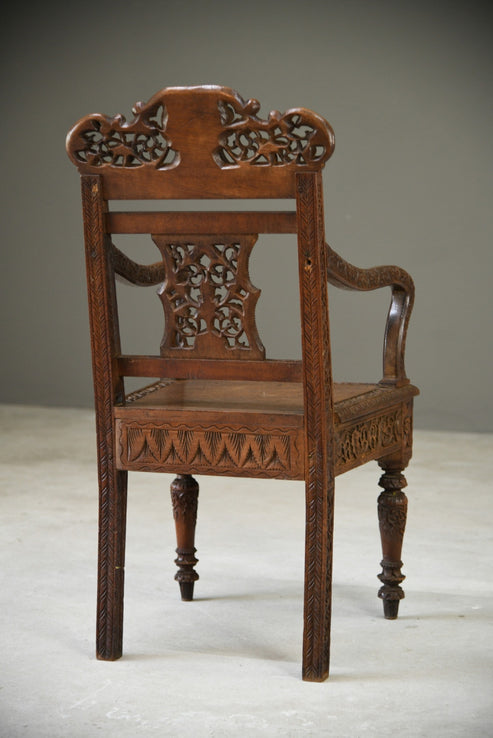 Anglo Indian Carved Padouk Carver Side Hall Chair – Kernow Furniture