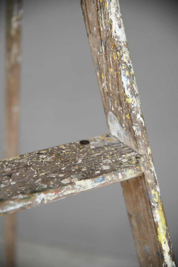 Set Wooden Step Ladder Vintage Paint Splattered – Kernow Furniture
