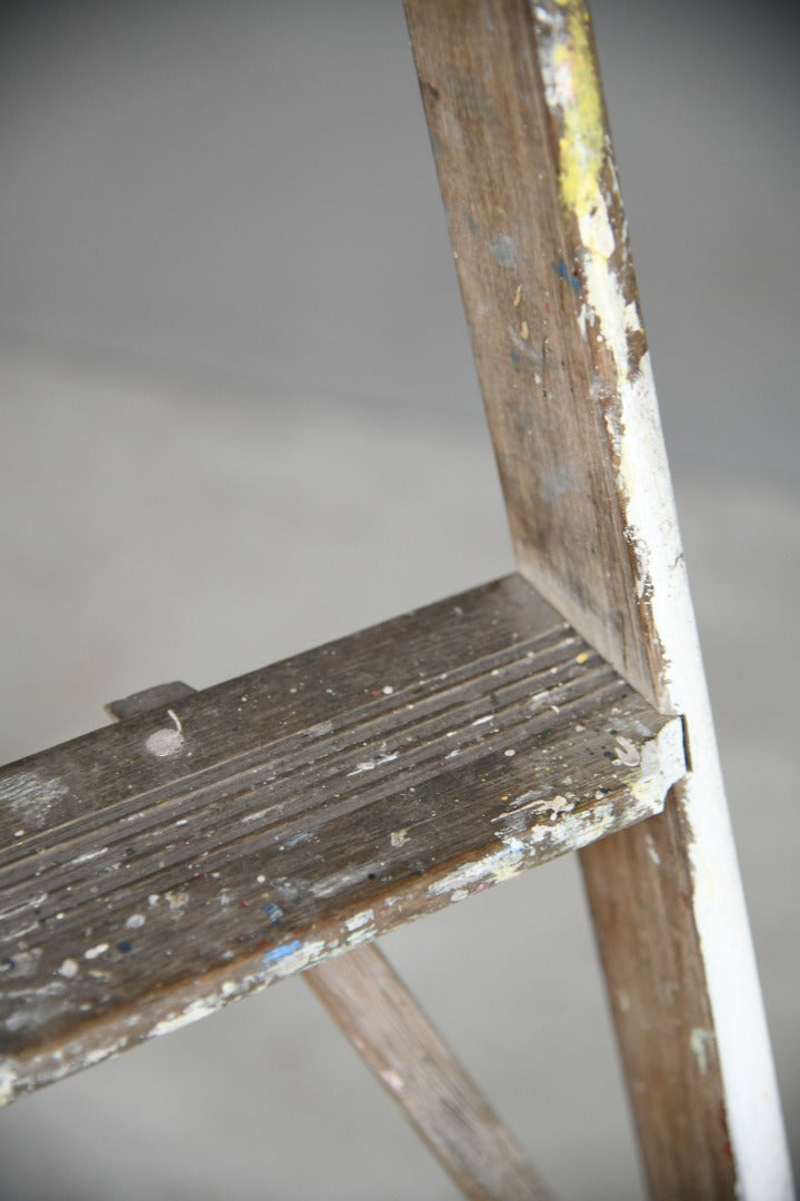 Set Wooden Step Ladder Vintage Paint Splattered – Kernow Furniture