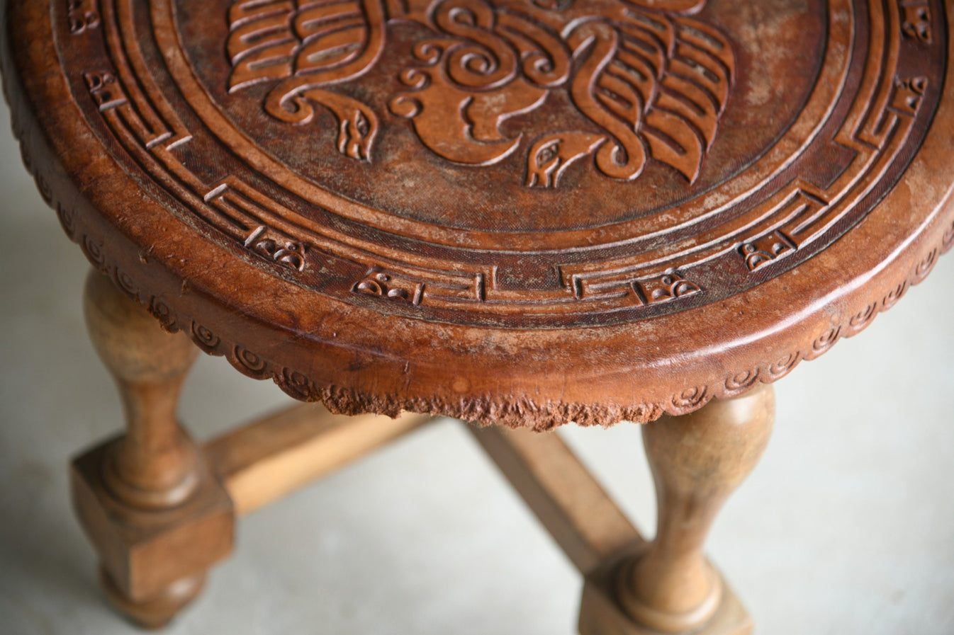 Vintage Mexican Leather Stool – Kernow Furniture