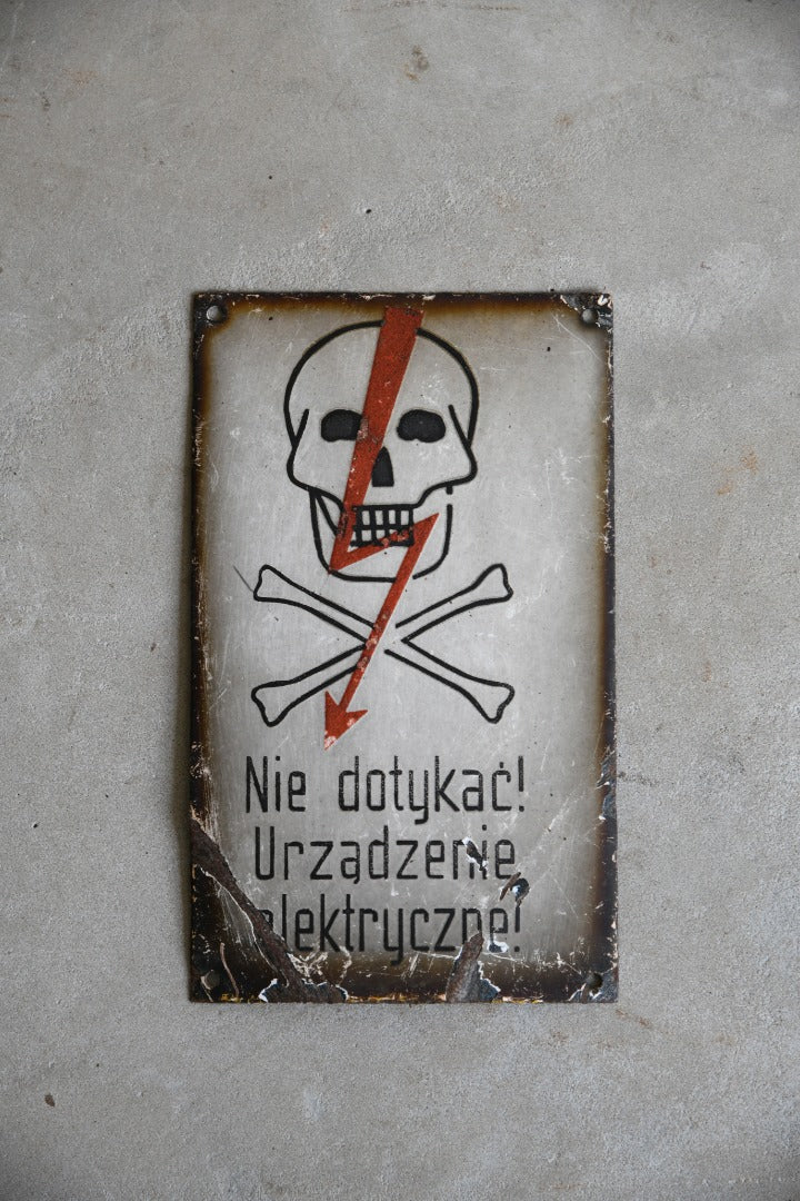 Vintage Polish Warning Sign – Kernow Furniture