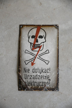 Vintage Polish Warning Sign – Kernow Furniture