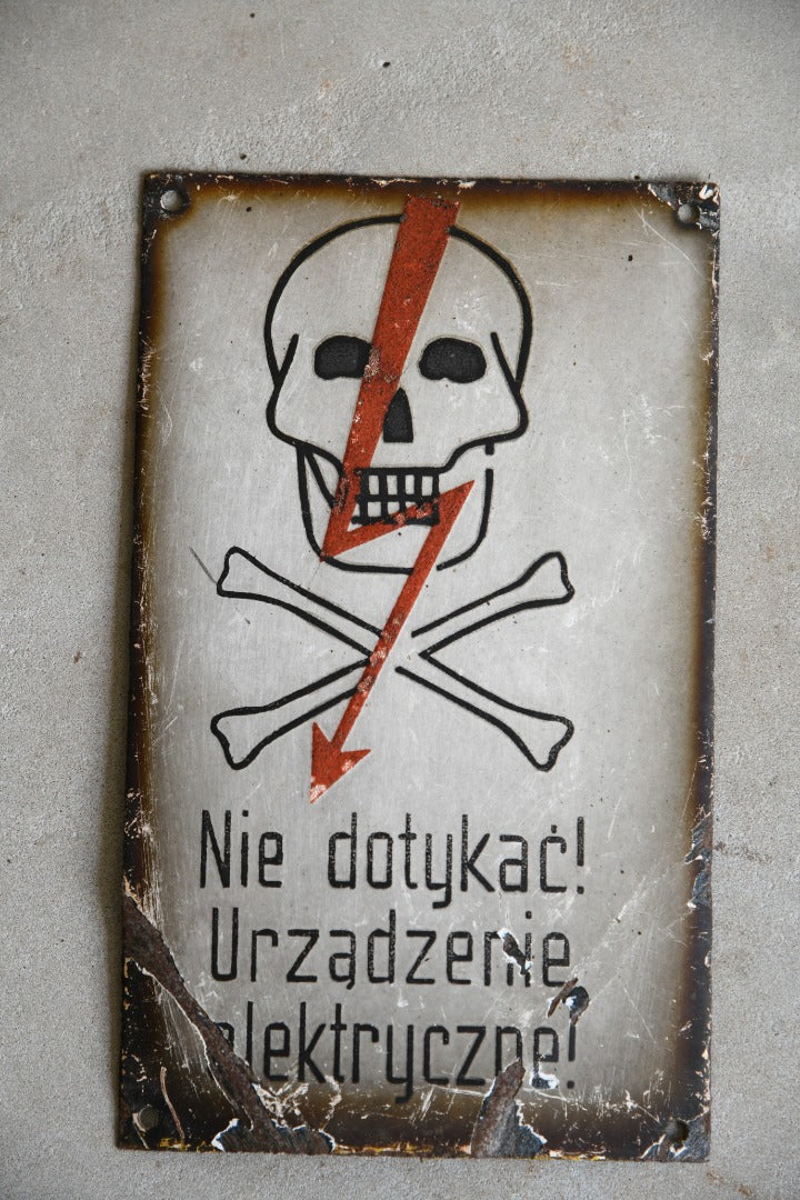 Vintage Polish Warning Sign – Kernow Furniture