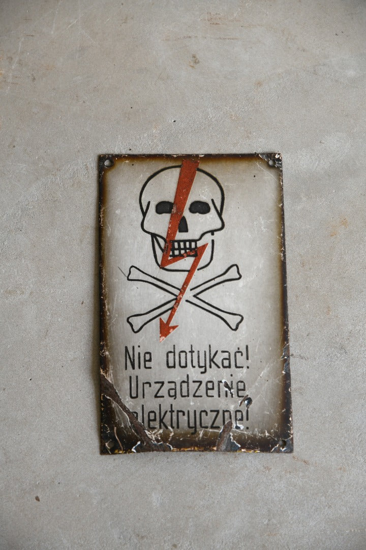 Vintage Polish Warning Sign – Kernow Furniture