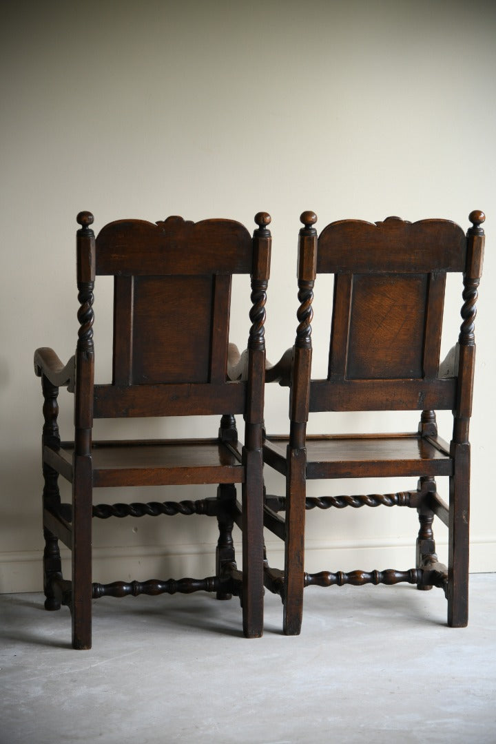 Pair Oak Carolean Style Chairs – Kernow Furniture