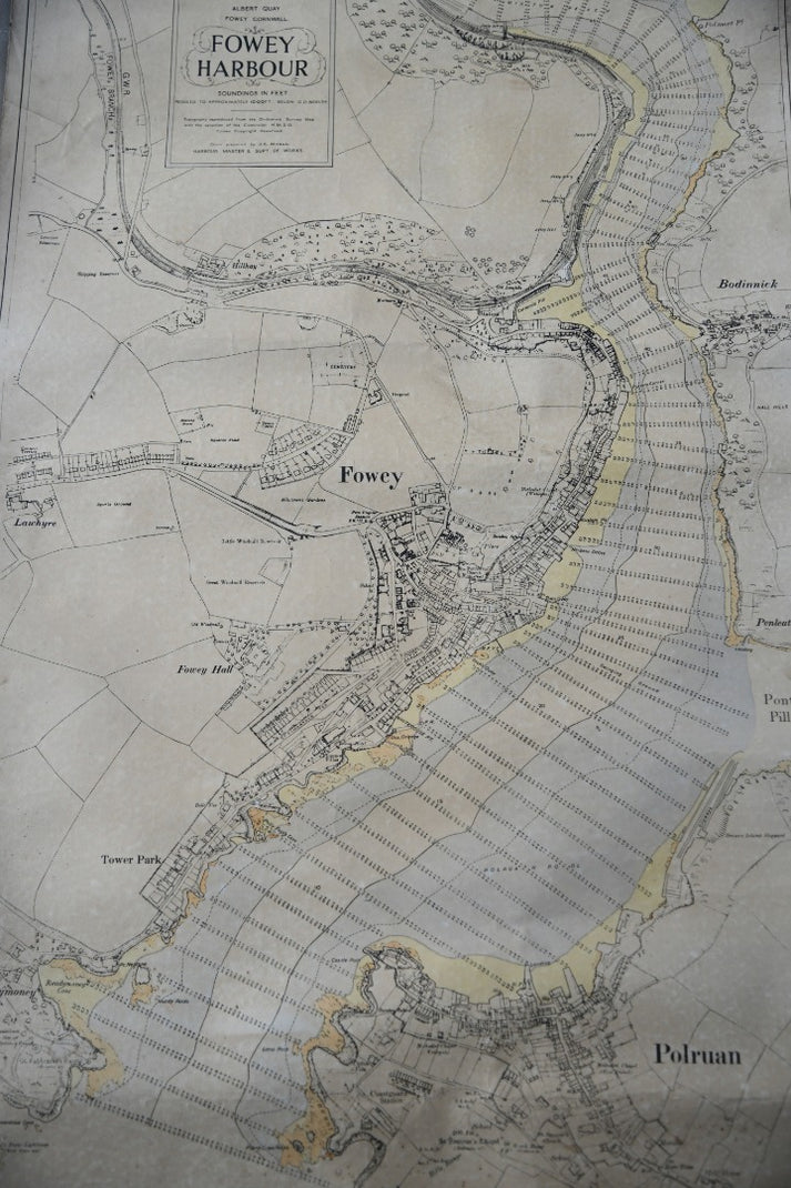 Vintage Fowey Town Map & Sea Chart – Kernow Furniture