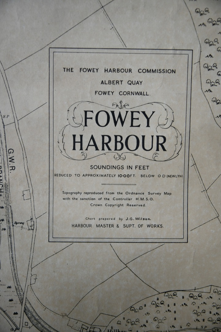 Vintage Fowey Town Map & Sea Chart – Kernow Furniture