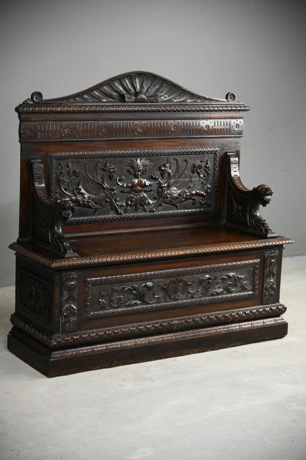 Victorian Carved Walnut Renaissance Revival Bench – Kernow Furniture