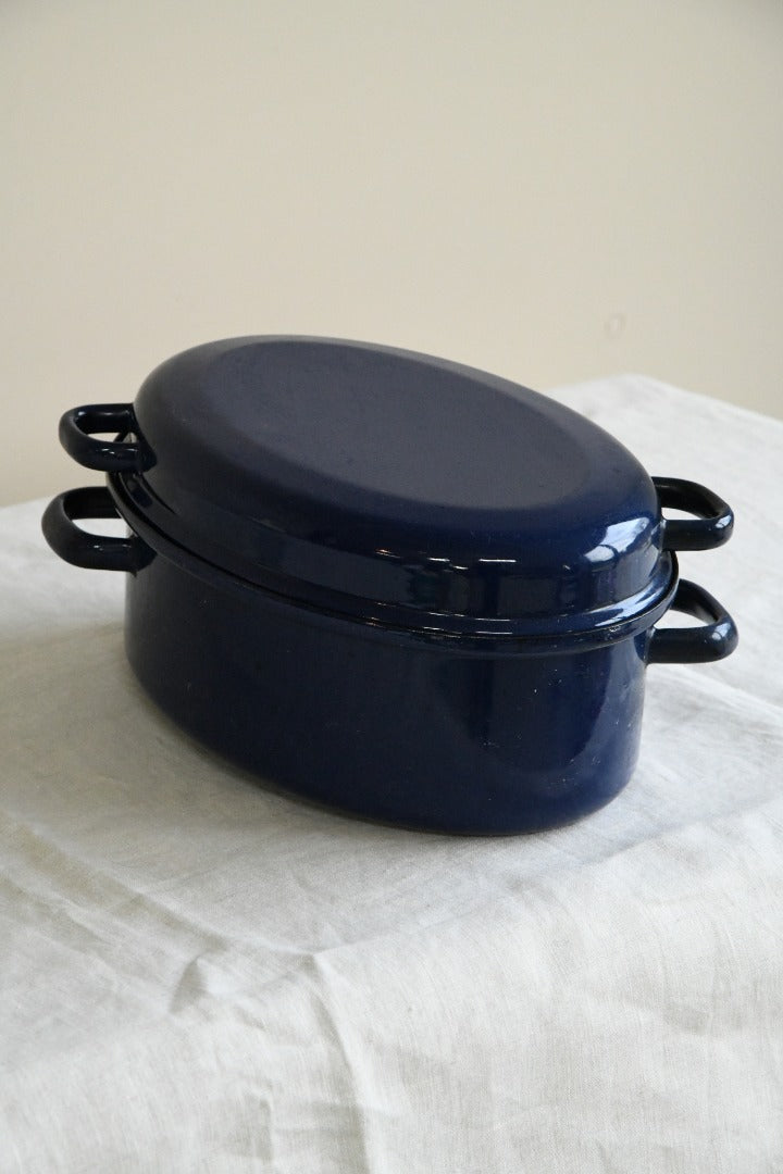 Vintage Blue Enamel Roaster – Kernow Furniture