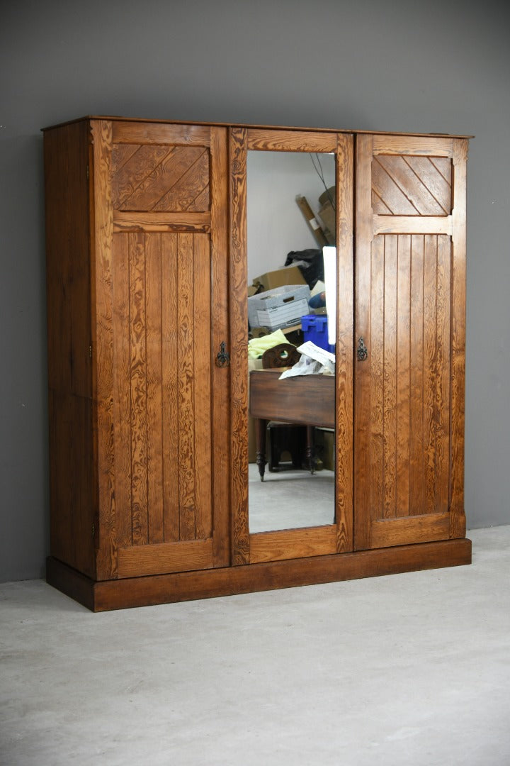 Arts & Crafts Pitch Pine Wardrobe – Kernow Furniture