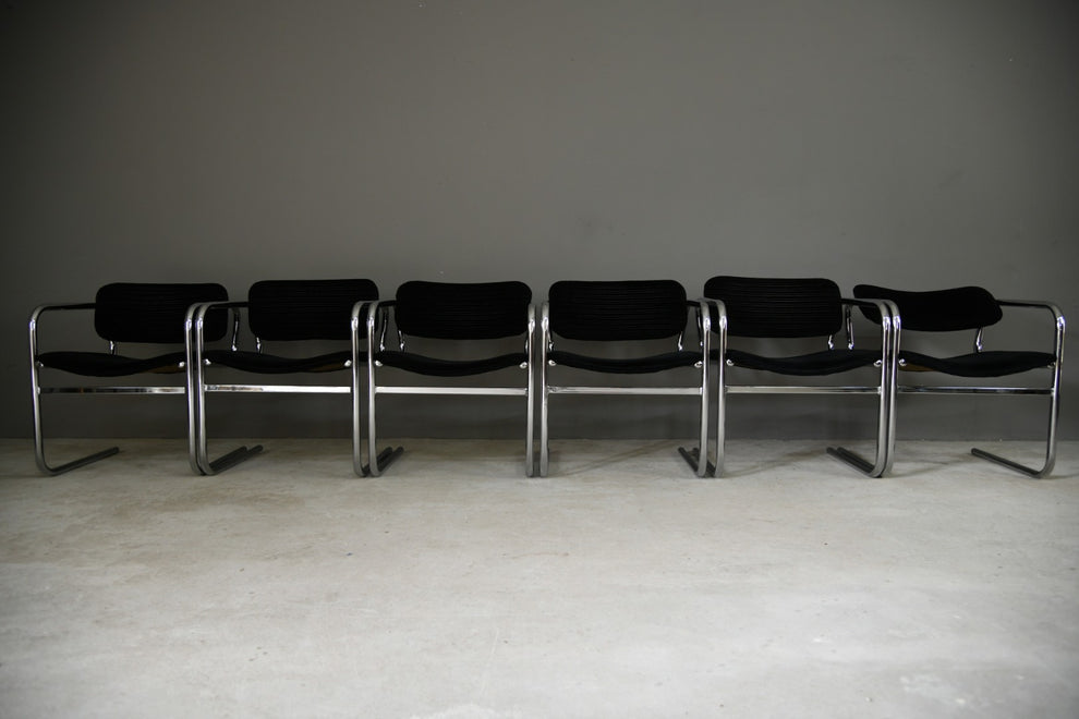 6 Retro Pieff Cantilever Chrome Dining Chairs – Kernow Furniture