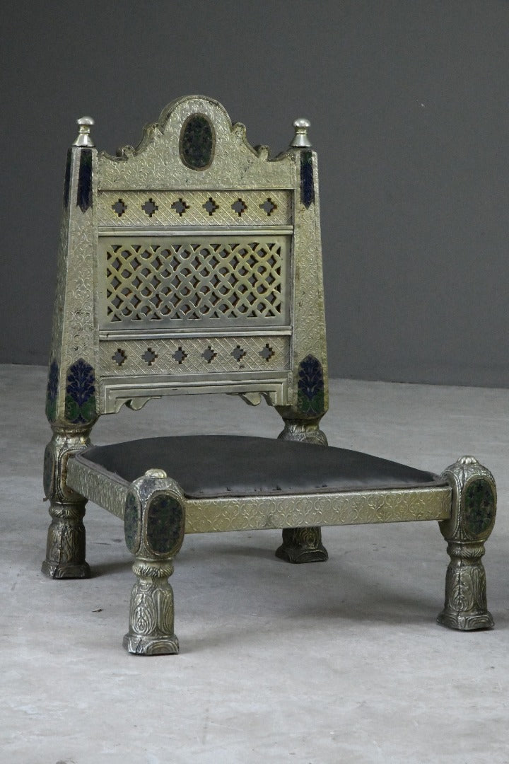 Pair Vintage Eastern Metal Clad Pidha Chairs – Kernow Furniture