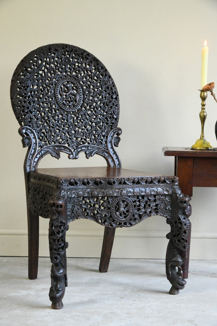 Anglo Indian Carved Padouk Chair – Kernow Furniture