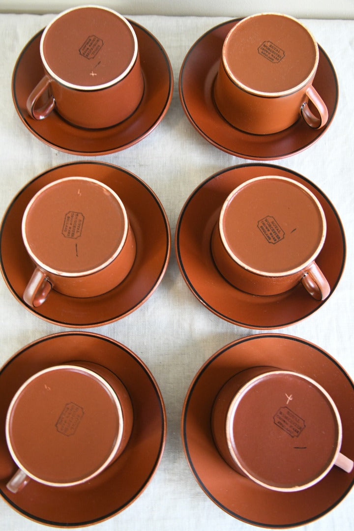 6 Royal Worcester Crown Ware Large Cups and Saucers – Kernow Furniture