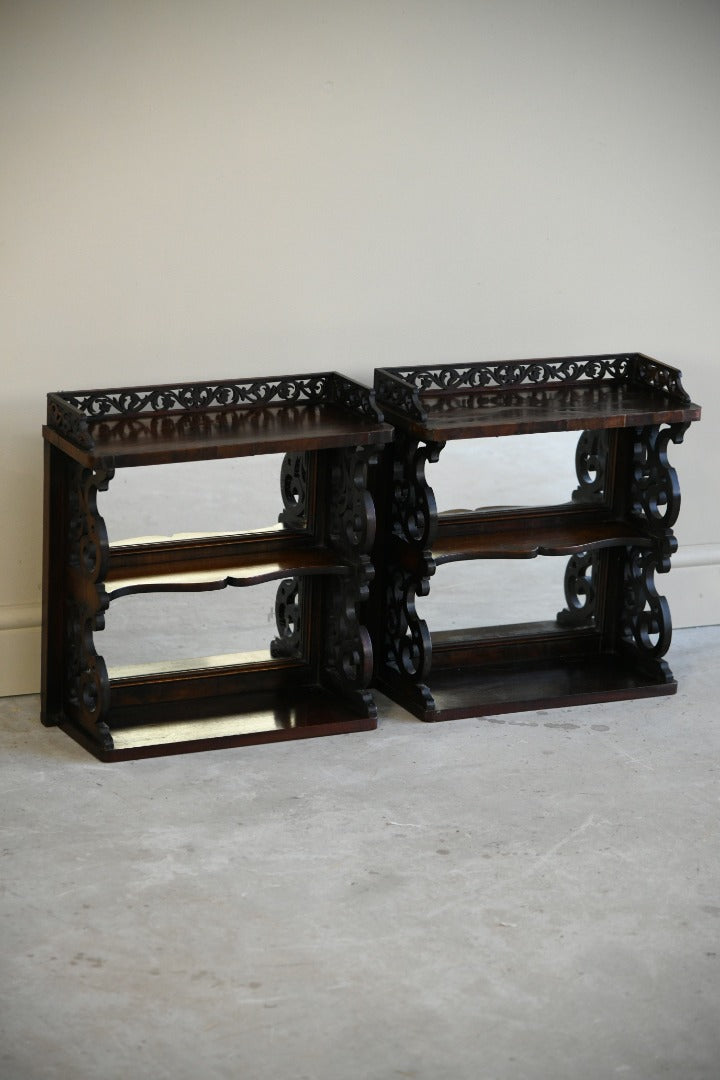 Pair Mirror Back Wall Shelves – Kernow Furniture