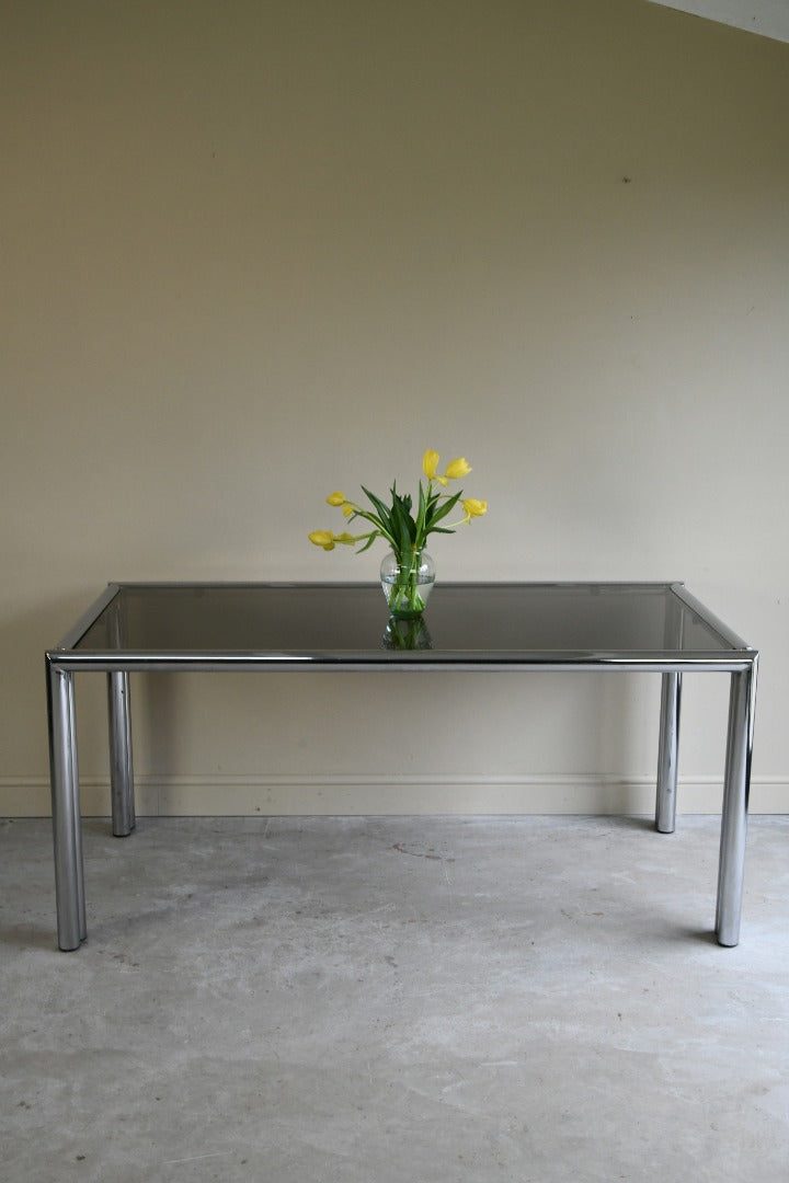 Pieff Kadia Chrome & Smoked Glass Dining Table – Kernow Furniture