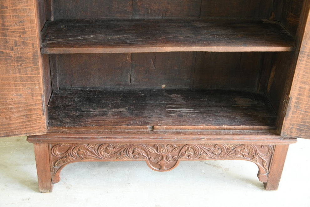 Indian Carved Teak Cupboard – Kernow Furniture