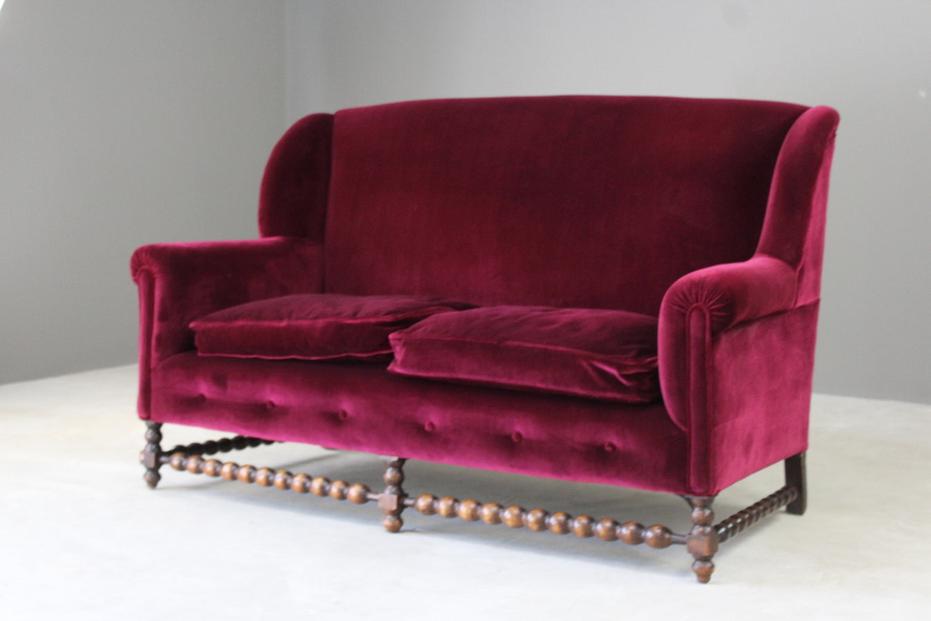Wing Back Purple Velvet Sofa – Kernow Furniture