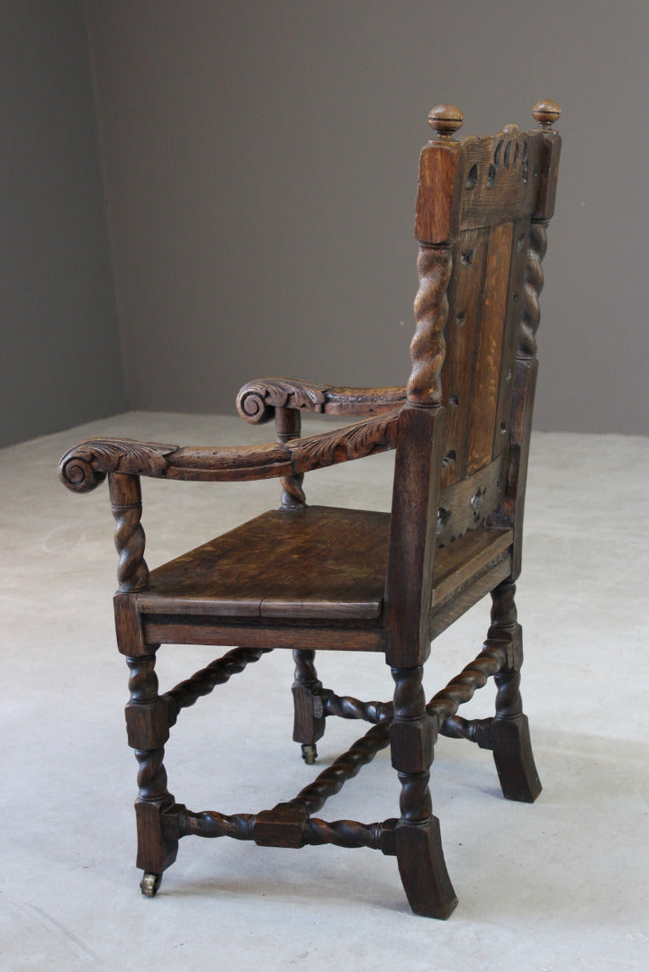 Victorian Carved Oak Open Arm Chair – Kernow Furniture