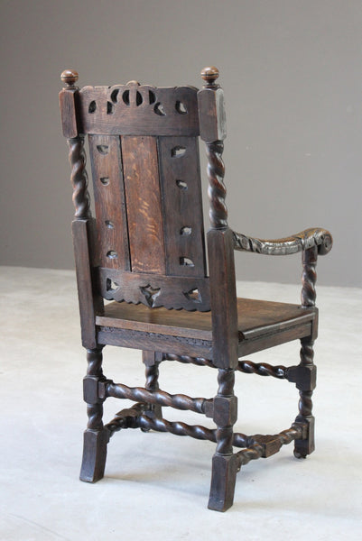 Victorian Carved Oak Open Arm Chair – Kernow Furniture