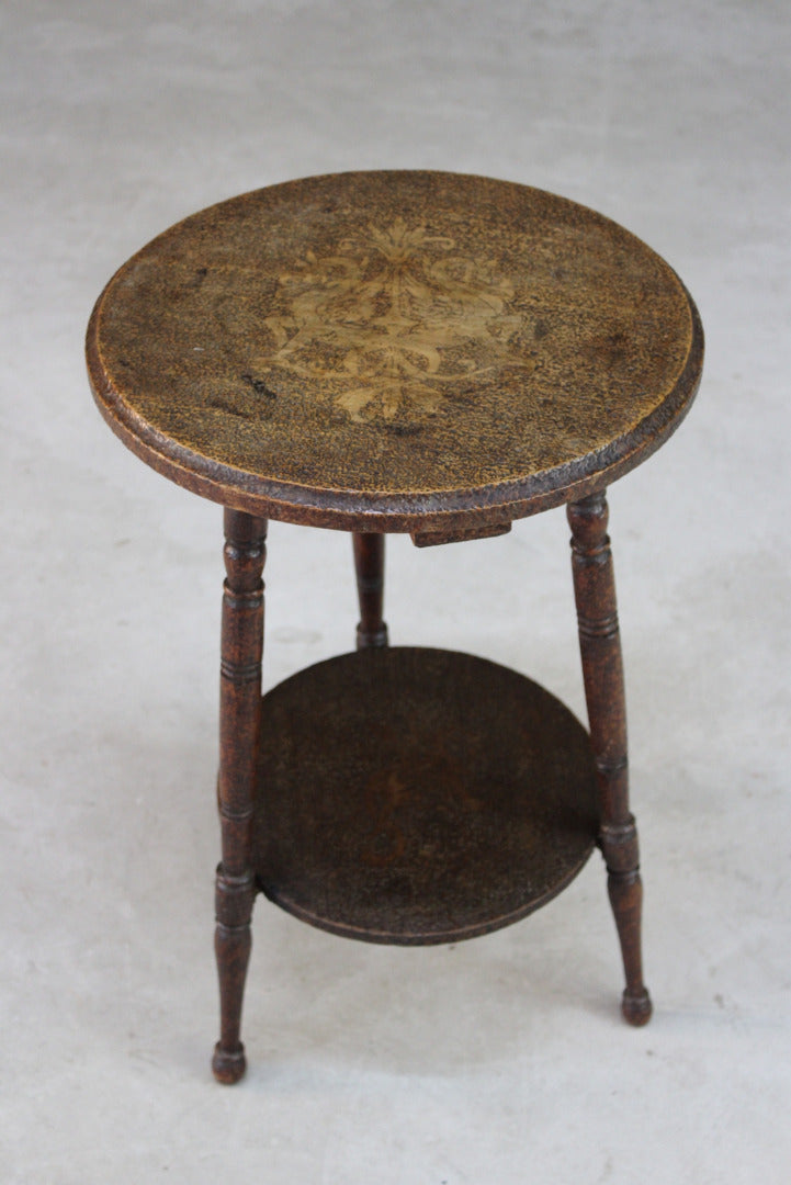 Arts & Crafts Pyrographic Poker Work Occasional Table – Kernow Furniture