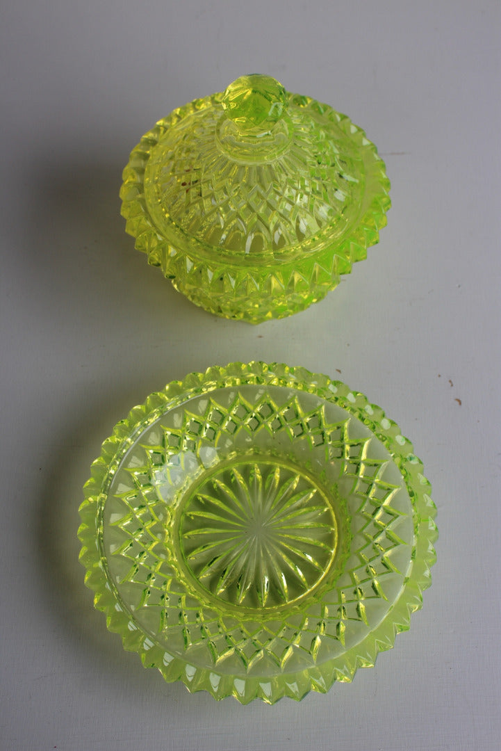 Vaseline Glass Lidded Pot – Kernow Furniture