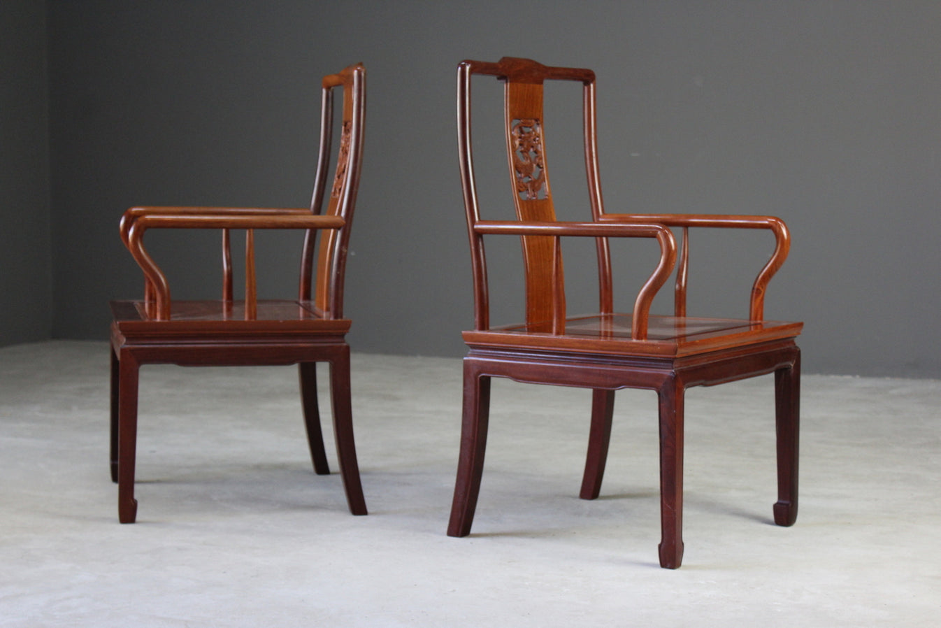 Pair Chinese Hardwood Chairs – Kernow Furniture