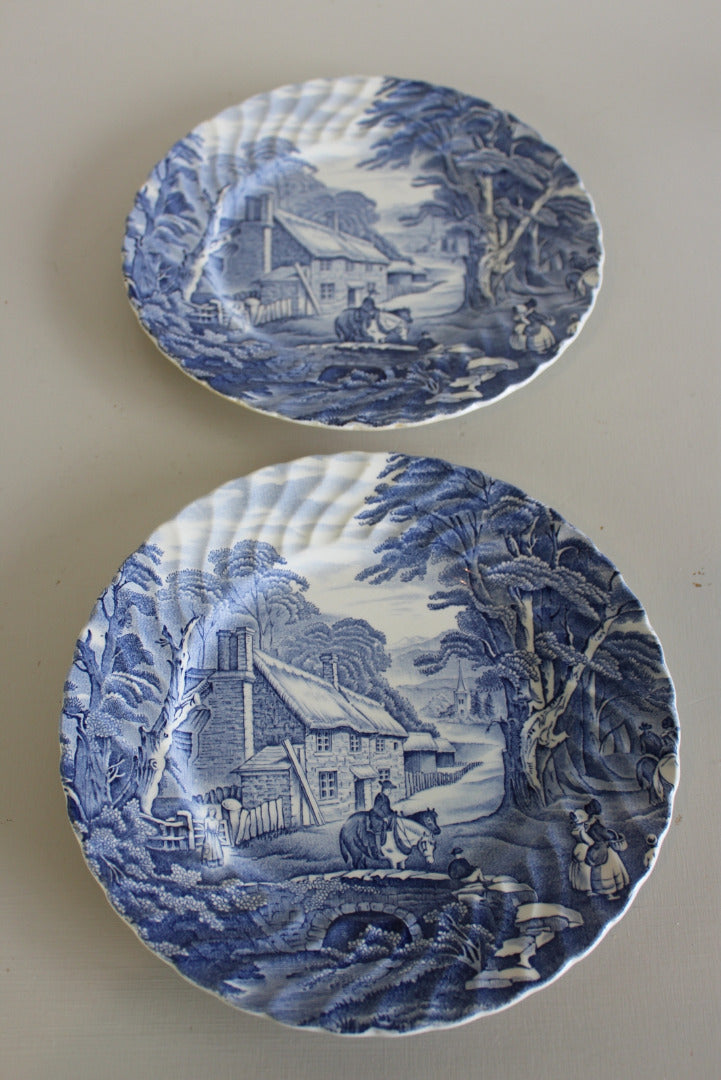 Pair James Kent Old Foley Blue White Plates – Kernow Furniture