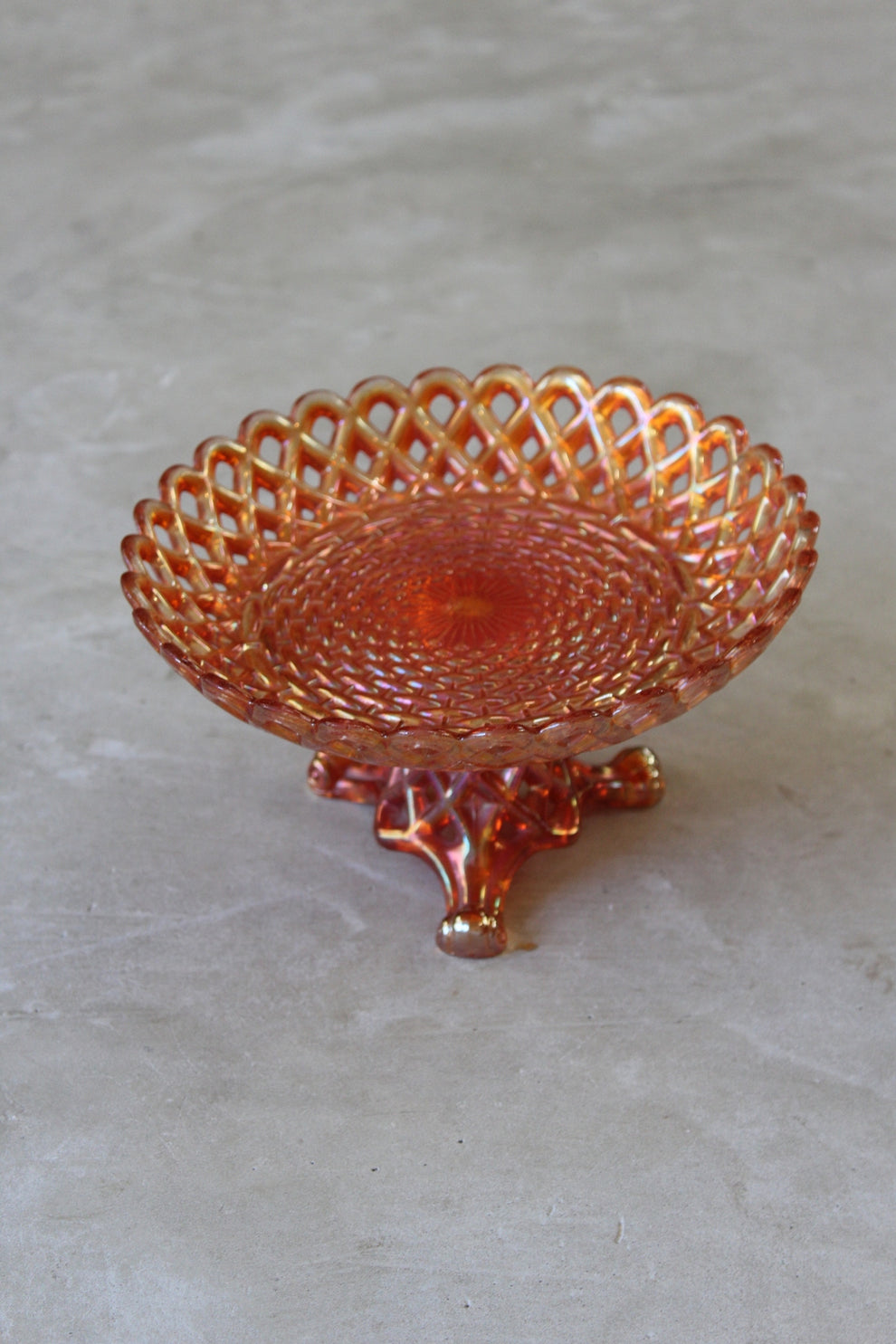 Orange Carnival Glass Dish on Stand – Kernow Furniture