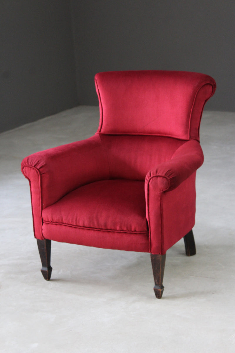 Antique Red Upholstered Armchair – Kernow Furniture
