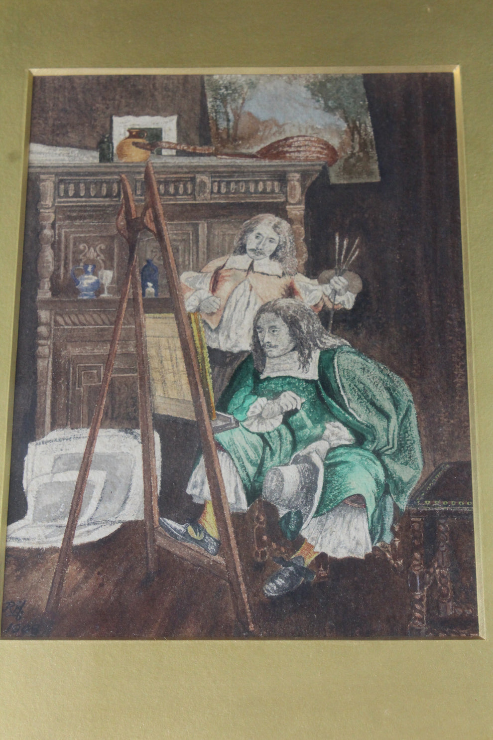 Pair Antique Watercolours - R Hall - Connoisseurs – Kernow Furniture