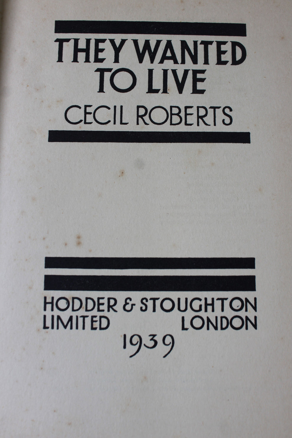 They Wanted To Live - Cecil Roberts – Kernow Furniture